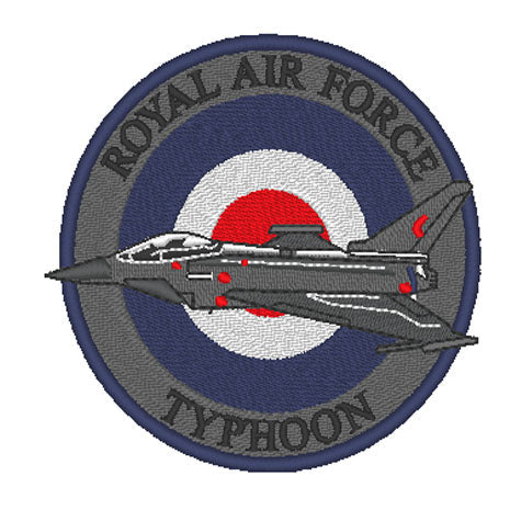 RAF (Royal Air Force) Typhoon Aircraft - Embroidered Design - Choose y ...