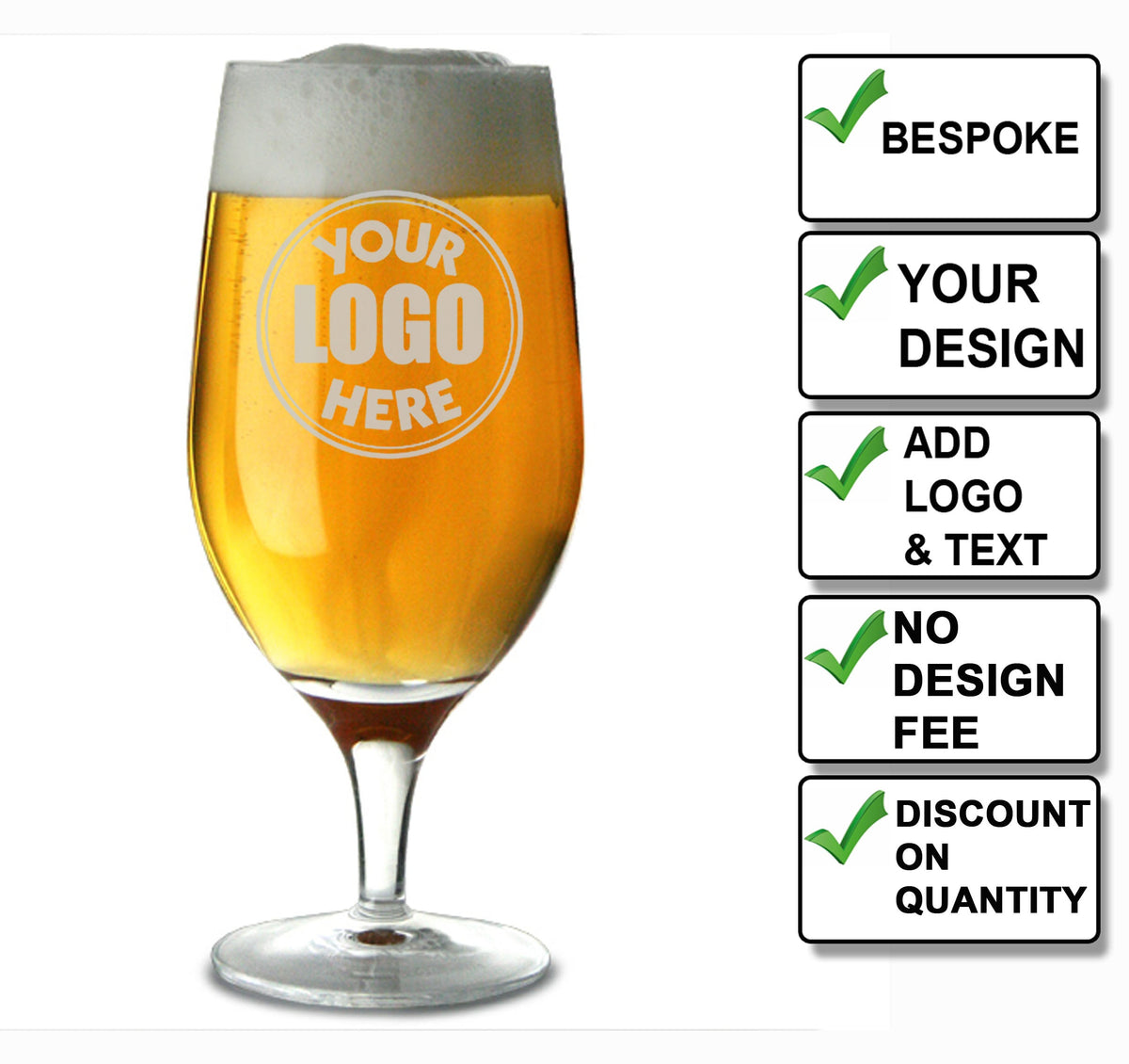 Engraved Contemporary Stemmed Beer Glass 20oz / 57cl / 568ml - Free En ...